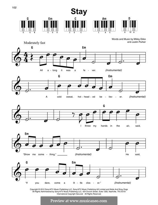 Stay (Rihanna) von J. Parker, E. Loelv, M. Ekko - Noten auf MusicaNeo
