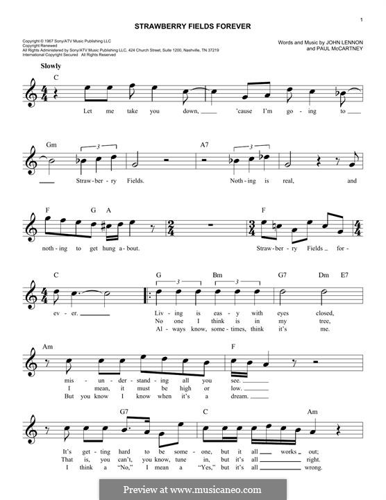 Strawberry Fields Forever (The Beatles) von J. Lennon, P. McCartney auf ...