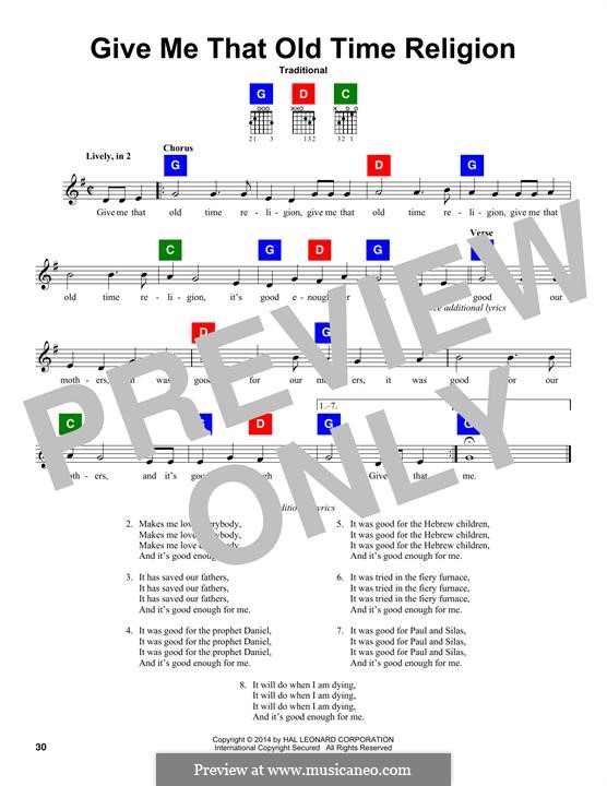 Give Me That Old Time Religion von folklore - Noten auf MusicaNeo