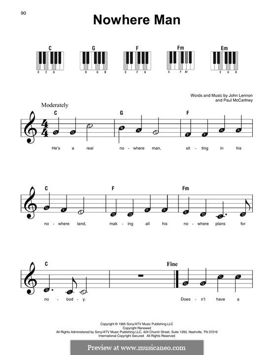 Nowhere Man (The Beatles) von J. Lennon, P. McCartney - Noten auf MusicaNeo