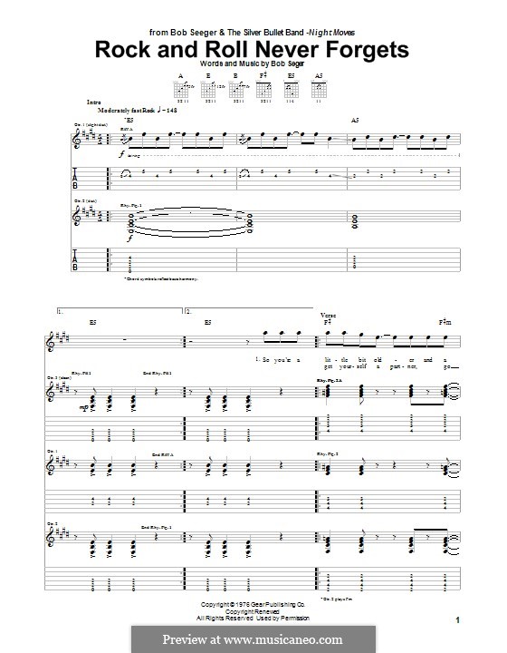 Rock and Roll Never Forgets von B. Seger - Noten auf MusicaNeo