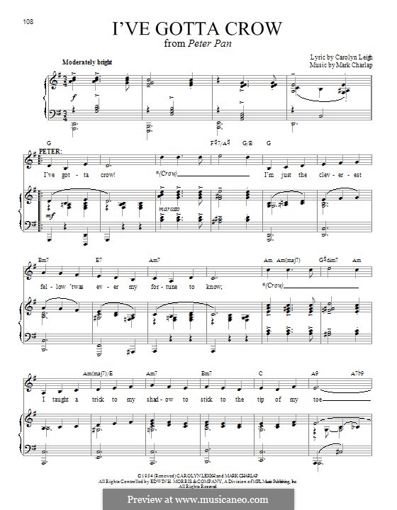 I've Gotta Crow (Carolyn Leigh) von M. Charlap - Noten auf MusicaNeo