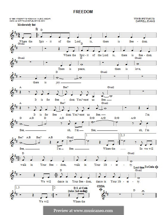 Freedom von D. Evans - Noten auf MusicaNeo