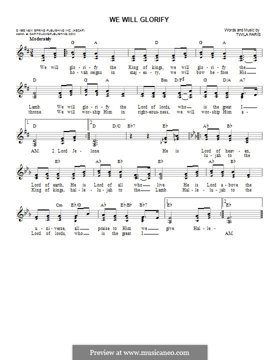 We Will Glorify von T. Paris - Noten auf MusicaNeo