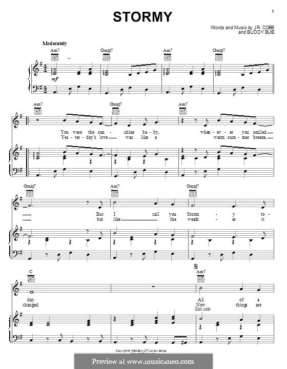 Stormy (Classics IV) von B. Buie, J. Cobb - Noten auf MusicaNeo