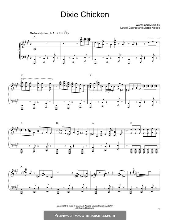Dixie Chicken (Little Feat) von L. George, M. Kibbee - Noten auf MusicaNeo