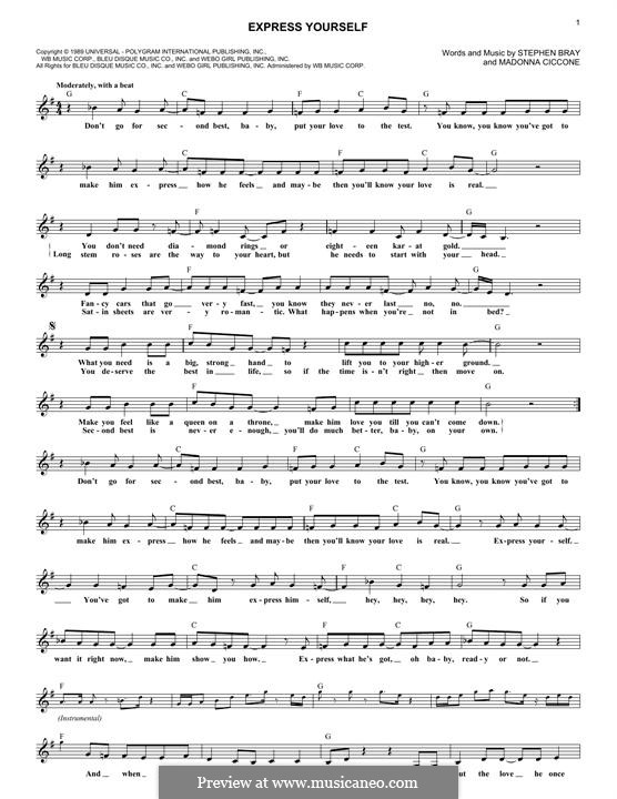 Express Yourself von Madonna, S. Bray - Noten auf MusicaNeo