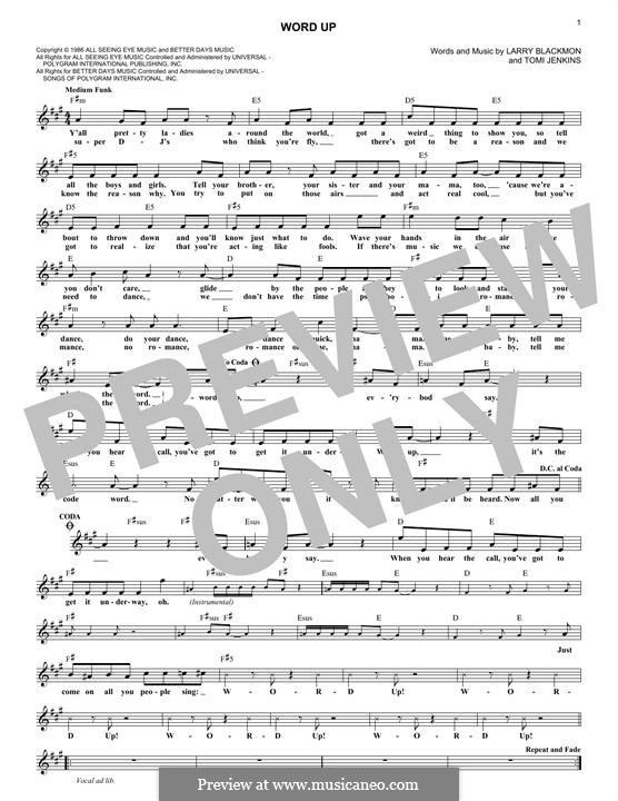 Word Up (Cameo) von L. Blackmon, T. Jenkins - Noten auf MusicaNeo