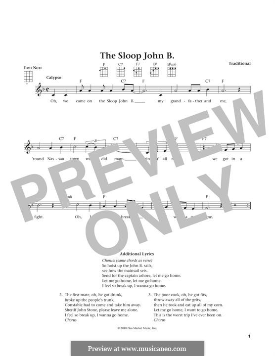 Sloop John B (The Beach Boys) von folklore - Noten auf MusicaNeo