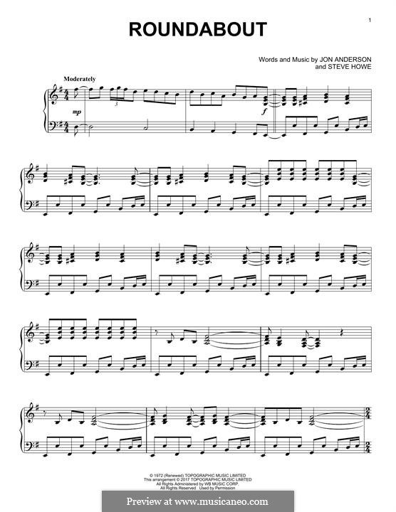Roundabout (Yes) von J. Anderson, S. Howe - Noten auf MusicaNeo