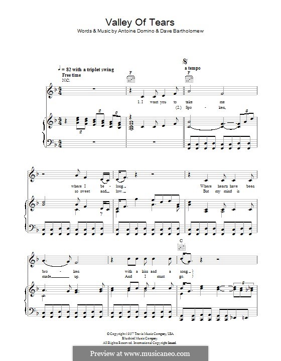 Valley of Tears (Buddy Holly) von A. Domino, D. Bartholomew auf MusicaNeo