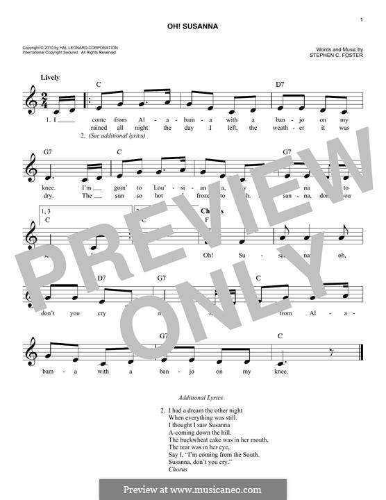 Oh! Susanna von S. Foster - Gratis-Download von MusicaNeo