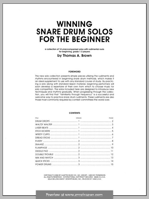 Winning Snare Drum Solos for The Beginner von T. Brown auf MusicaNeo