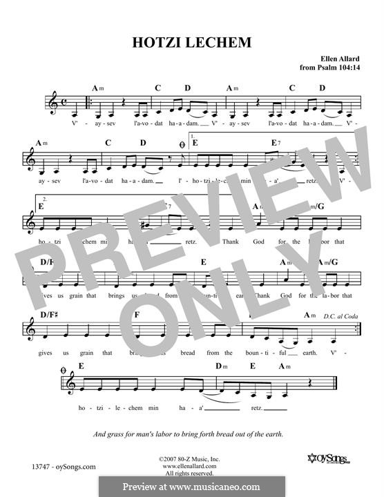 Hotzi Lechem von E. Allard - Noten auf MusicaNeo