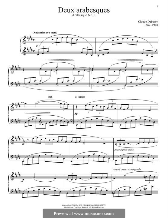 Arabeske Nr.1 (Zwei Arabesken, L.66) von C. Debussy - Noten auf MusicaNeo