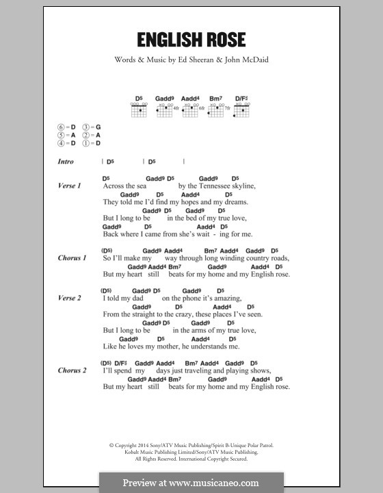 English Rose von E. Sheeran, J. McDaid - Noten auf MusicaNeo