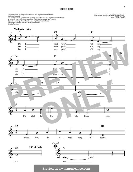 Deed I Do von F. Rose, W. Hirsch - Noten auf MusicaNeo