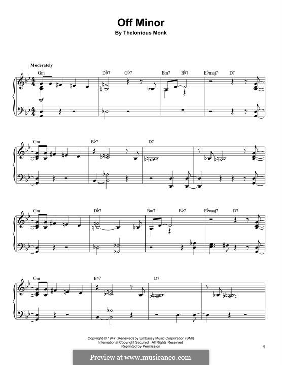 Off Minor von T. Monk - Noten auf MusicaNeo