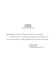 Clausula for solo cello, Op.698 von C. Cooman - Noten auf MusicaNeo