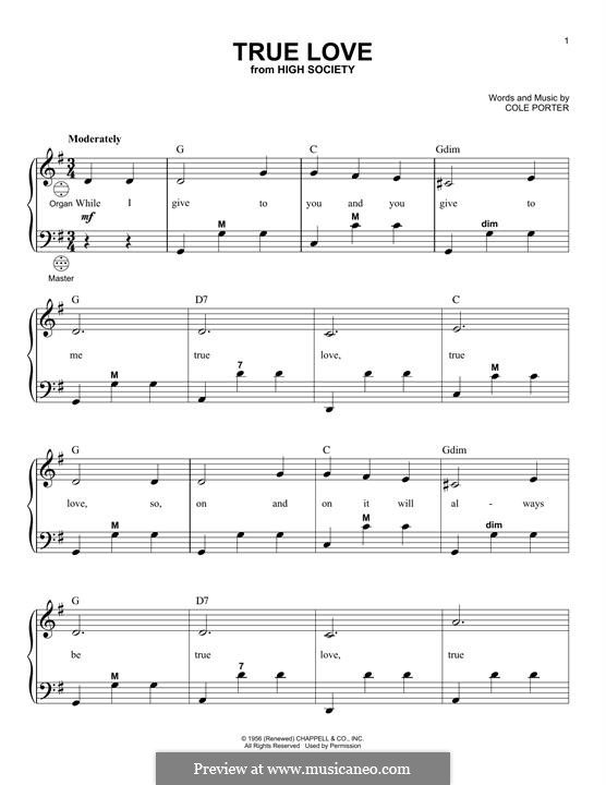True Love (Bing Crosby & Grace Kelly) von C. Porter - Noten auf MusicaNeo