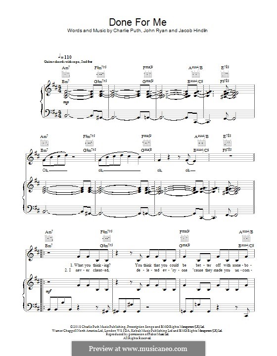 Done for Me (feat. Kehlani) von J. Kasher Hindlin, J.H. Ryan, C. Puth ...