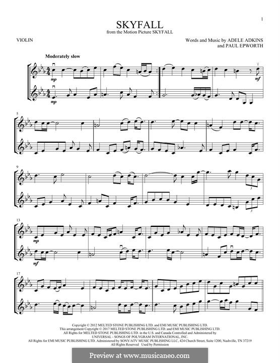 Instrumental version (Skyfall) von Adele, P. Epworth - Noten auf MusicaNeo