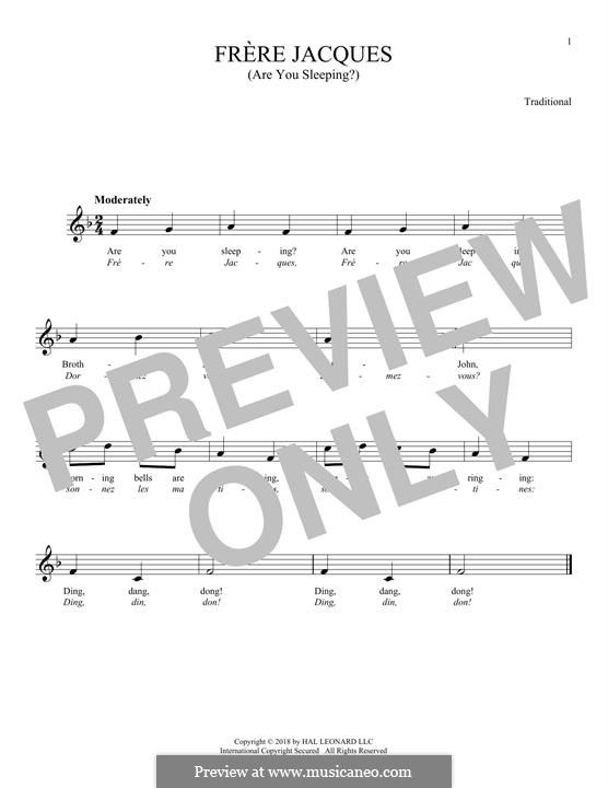 Frere Jacques (Are You Sleeping?) von folklore - Noten auf MusicaNeo