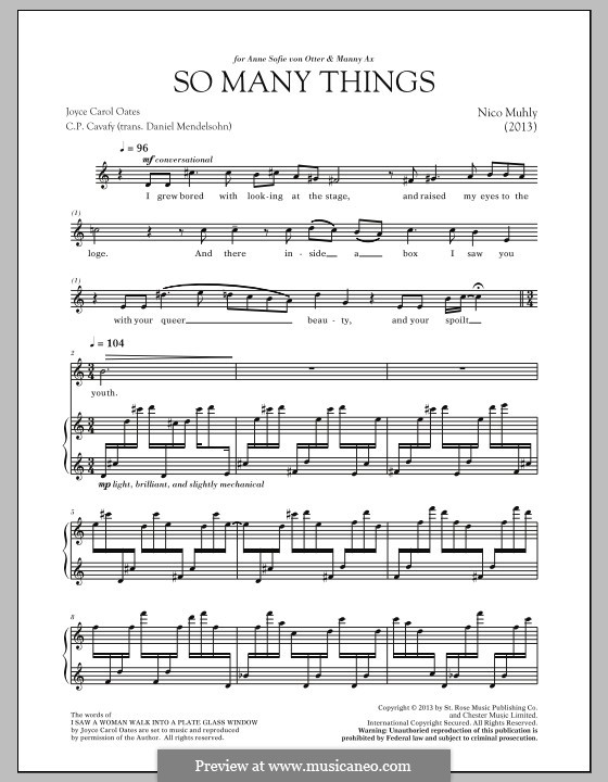 So Many Things von N. Muhly - Noten auf MusicaNeo