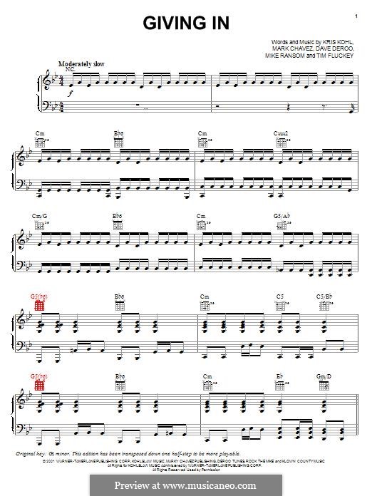 Giving In (Adema) von D. Deroo, K. Kohl, M. Chavez, M. Ransom, T ...