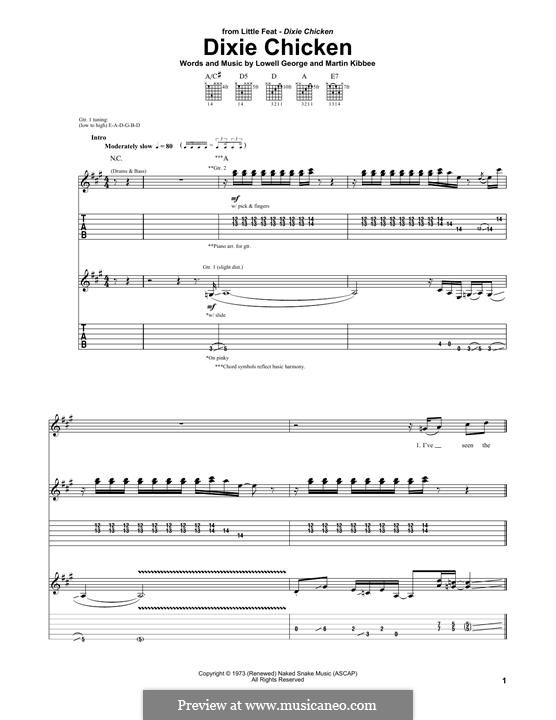 Dixie Chicken (Little Feat) von L. George, M. Kibbee - Noten auf MusicaNeo