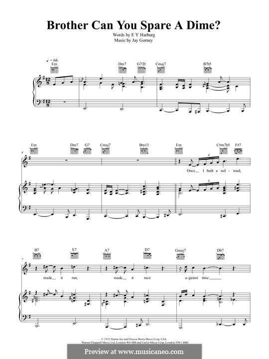 Brother, Can You Spare a Dime von J. Gorney - Noten auf MusicaNeo