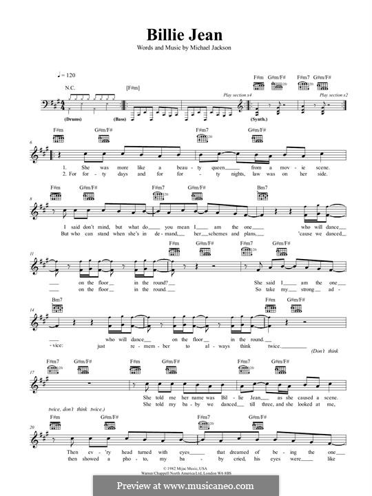 Billie Jean von M. Jackson - Noten auf MusicaNeo