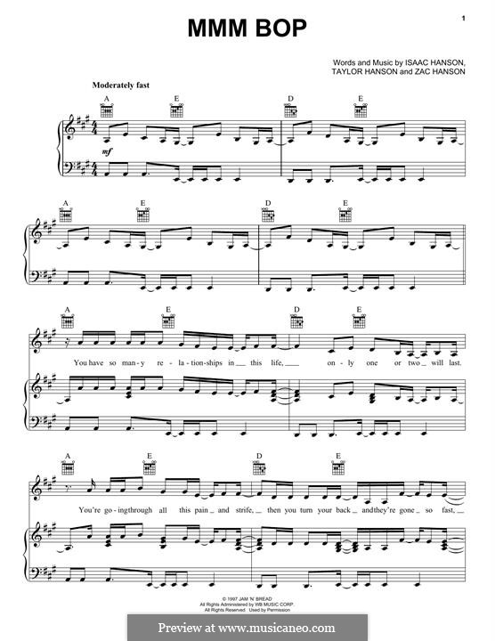 MMM Bop von I. Hanson, T. Hanson, Z. Hanson - Noten auf MusicaNeo