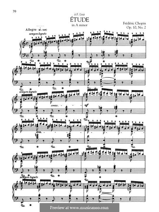 Nr.2 in a-Moll (Etüden, Op.10) von F. Chopin auf MusicaNeo
