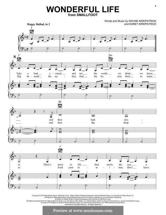 Wonderful Life (from Smallfoot) von W. Kirkpatrick, K. Kirkpatrick auf ...