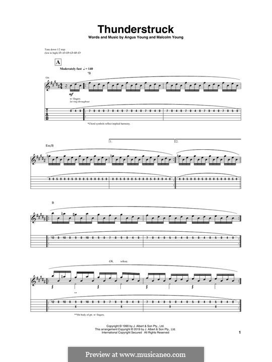 Thunderstruck (AC/DC) von A. Young, M. Young - Noten auf MusicaNeo