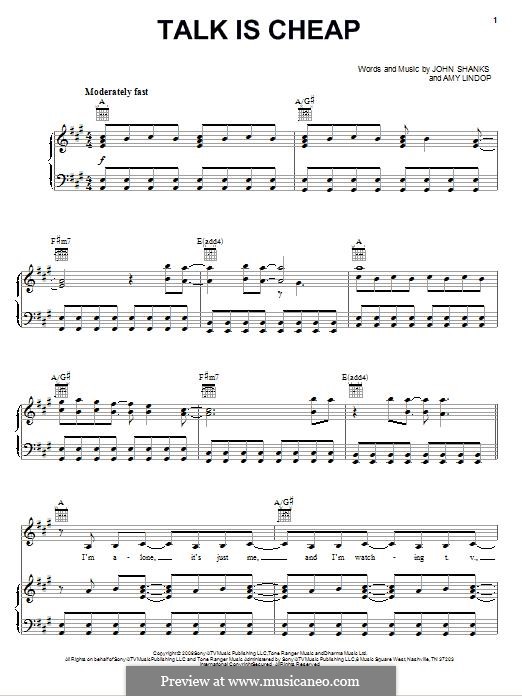 Talk Is Cheap (Miley Cyrus) von J.M. Shanks, A. Lindop auf MusicaNeo