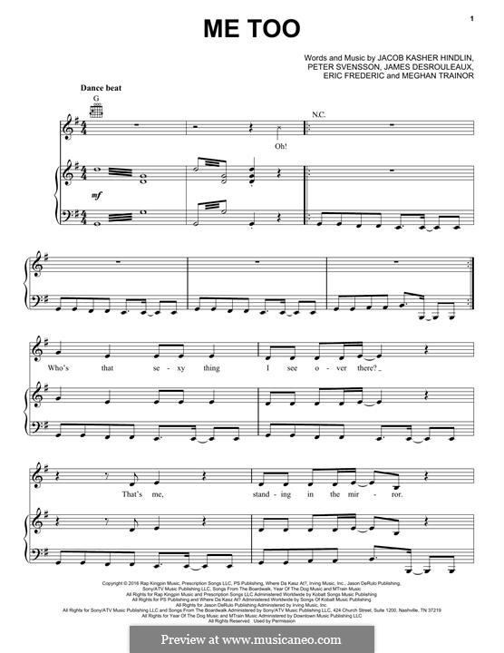 Me Too (Meghan Trainor) von J. Kasher Hindlin, J. Desrouleaux, P ...