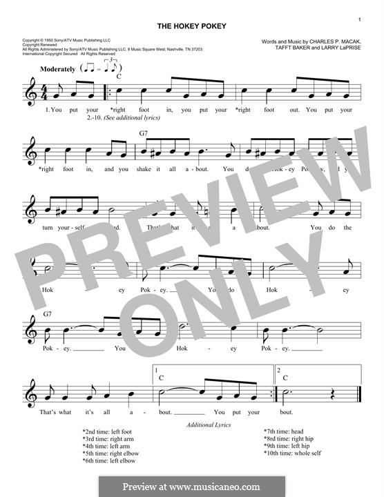 The Hokey Pokey von C.P. Macak, L. LaPrise, T. Baker - Noten auf MusicaNeo