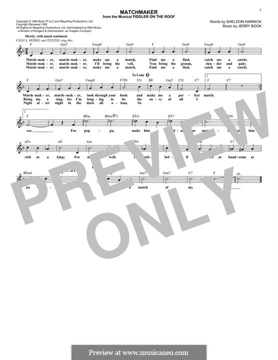 Matchmaker (from The Fiddler on the Roof) von J. Bock - Noten auf MusicaNeo