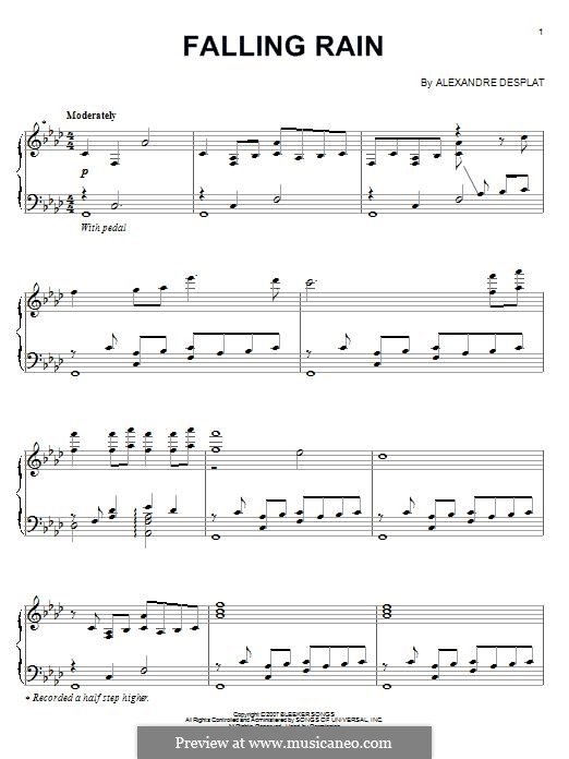 Falling Rain von A. Desplat - Noten auf MusicaNeo