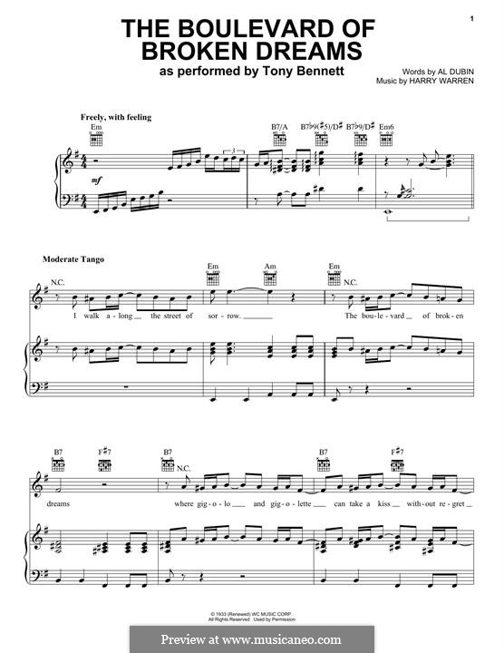 The Boulevard of Broken Dreams (Al Dubin) von H. Warren auf MusicaNeo