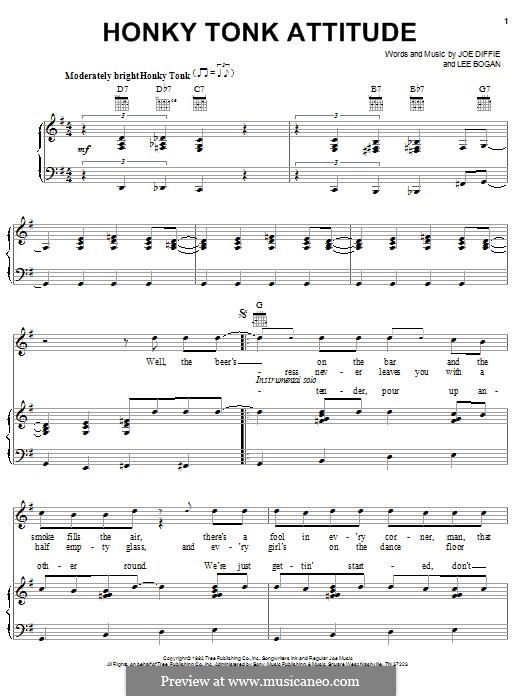 Honky Tonk Attitude von J. Diffie, L. Bogan - Noten auf MusicaNeo