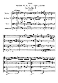 Streichquartett Nr.62 in C-Dur 'Kaiser', Hob.III/77 Op.76 No.3 von J. Haydn auf MusicaNeo