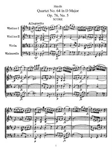 Streichquartett Nr.64 in D-Dur, Hob.III/79 Op.76 No.5 von J. Haydn auf MusicaNeo