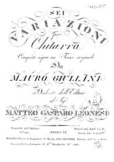 Sechs Variationen für Gitarre, Op.62 von M. Giuliani - Noten auf MusicaNeo