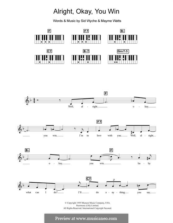 Alright, Okay, You Win (Peggy Lee) von M. Watts, S. Wyche auf MusicaNeo