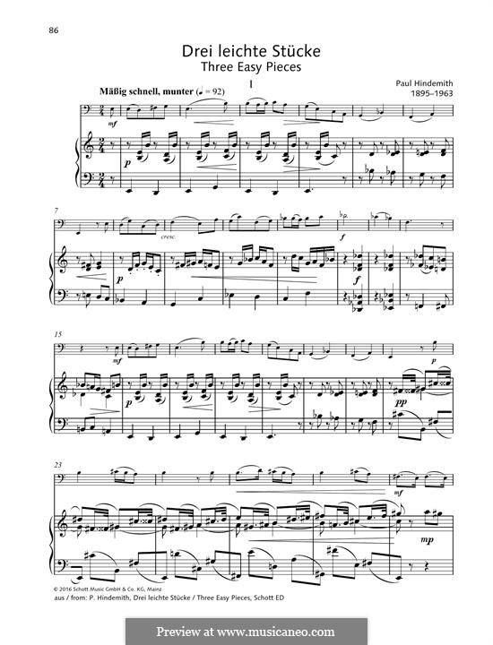 Three Easy Pieces von P. Hindemith - Noten auf MusicaNeo