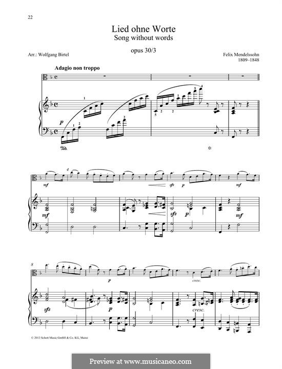 Lieder ohne Worte, Op.30 von F. Mendelssohn-Bartholdy - Noten auf MusicaNeo