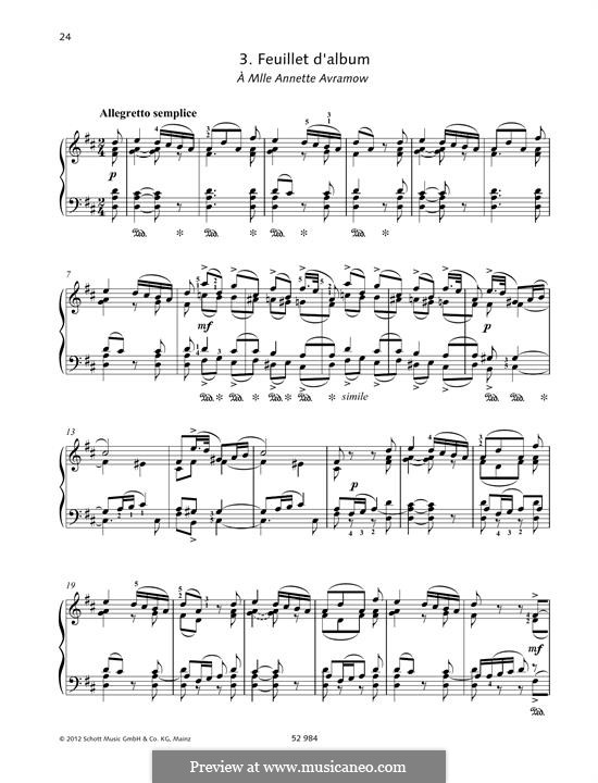 Feuillet d'album von P. Tschaikowski - Noten auf MusicaNeo Feuillet d'album von P. Tschaikowski - Noten auf MusicaNeo